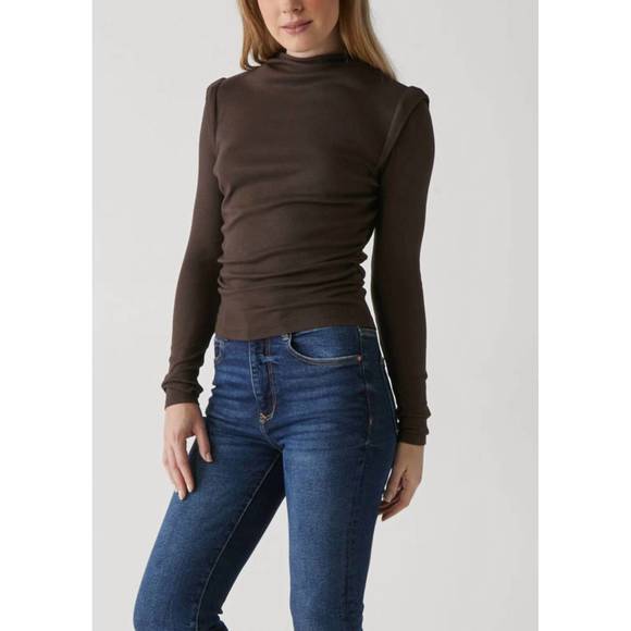 Michael Stars | Tops | New Michael Stars Mock Neck Tee In Java | Poshmark